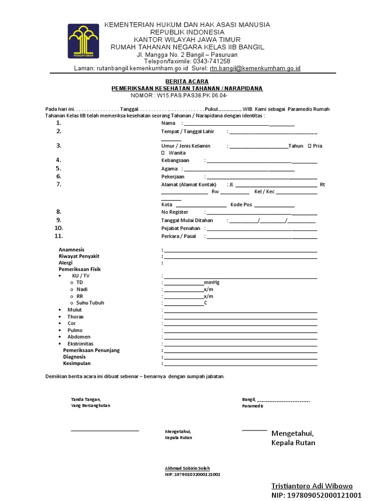 Bap Kes WBP Baru | PDF