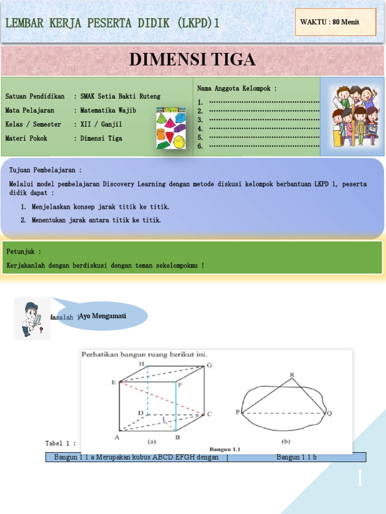 LKPD Dimensi Tiga Jarak Dari Titik Ke Titik | PDF