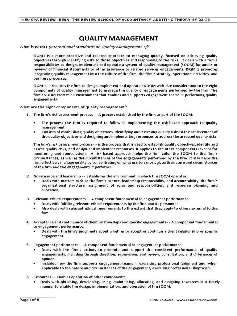 AT 04 Quality Management | PDF | Risk | Quality Management