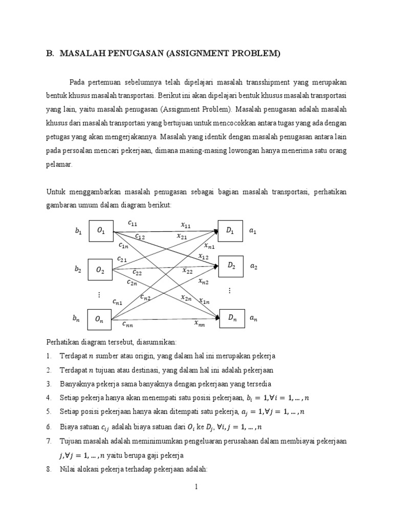 Masalah Penugasan dalam Transportasi | PDF | Metode & Bahan Ajar