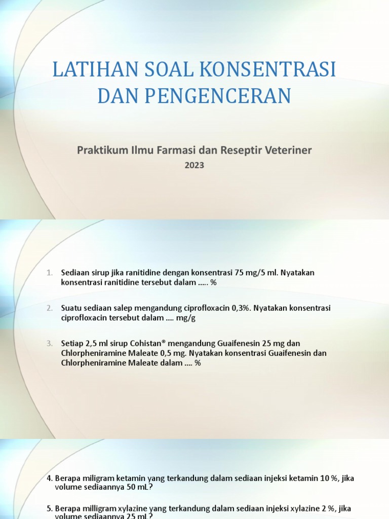 2023 Latihan Soal Konsentrasi Dan Pengenceran | PDF
