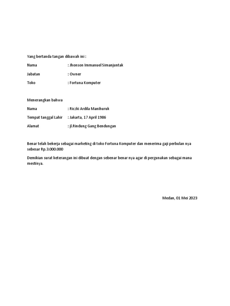 Yang Bertanda Tangan Dibawah Ini | PDF