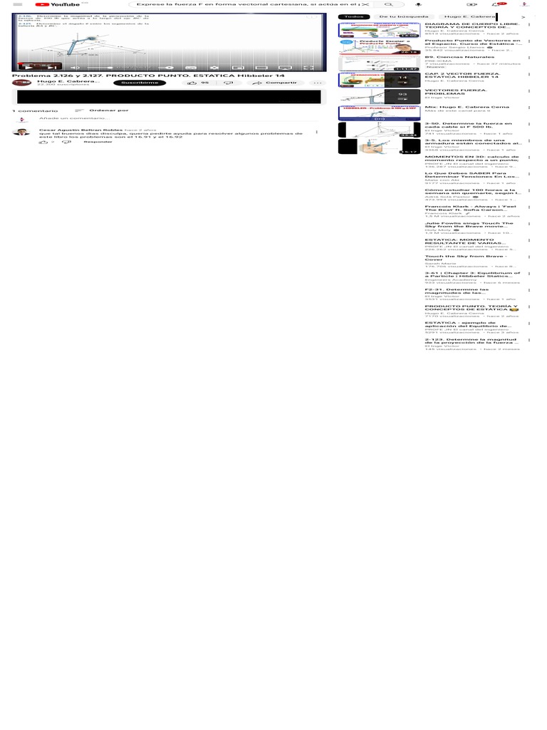 Problema 2.126 y 2.127. PRODUCTO PUNTO. ESTATICA Hibbeler 14 - YouTube PDF | PDF | Vector ...