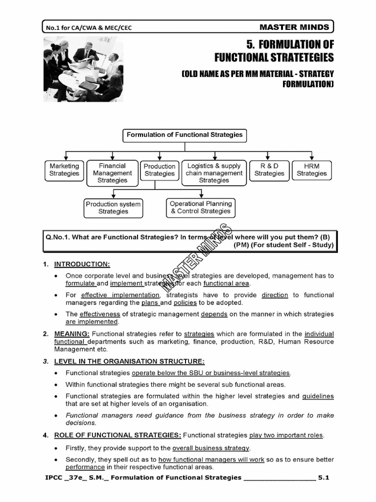 Formulation of Functional Strategies | PDF