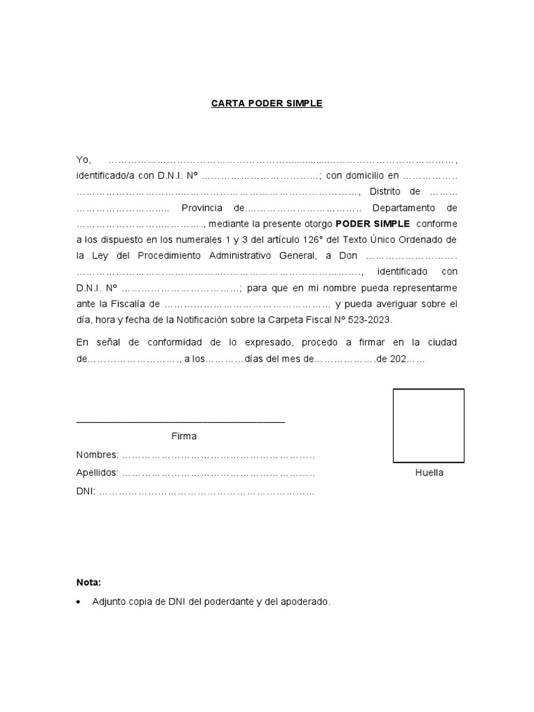 Carta Poder Simple | PDF