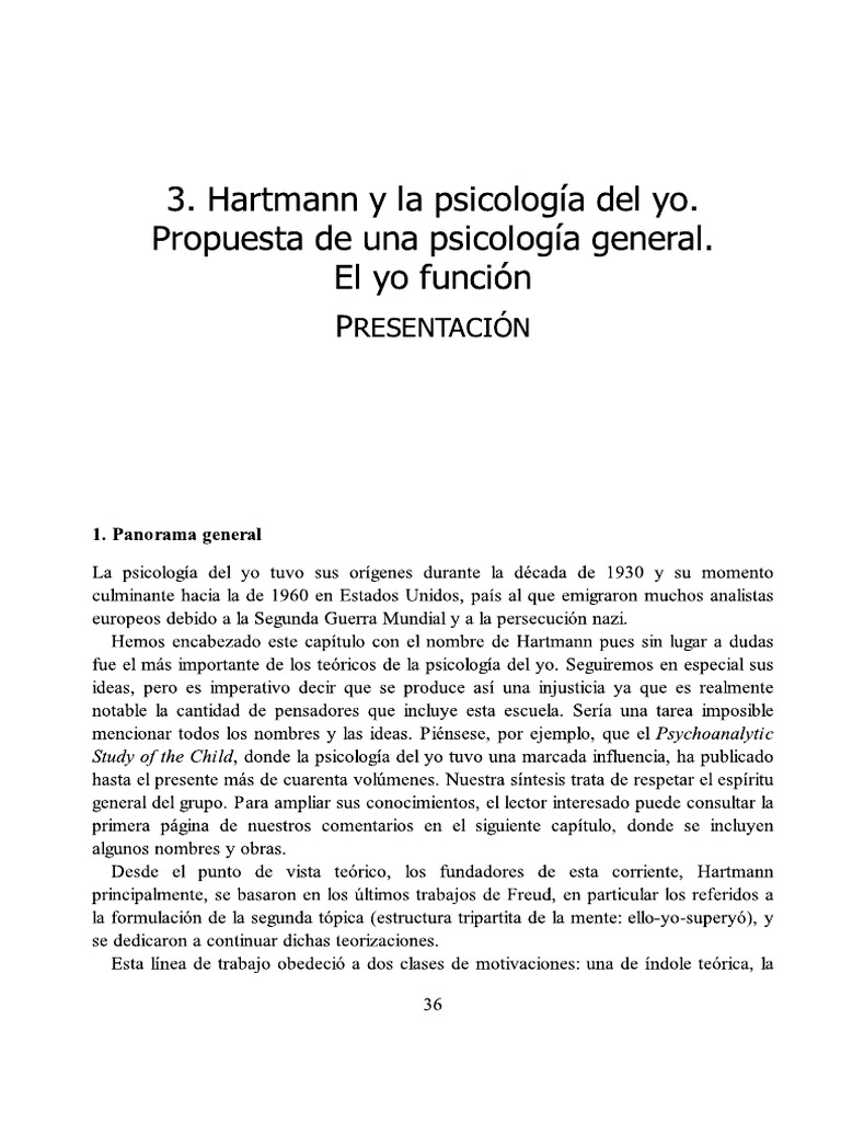 Hartmann, Psicologia Del Yo PDF | PDF