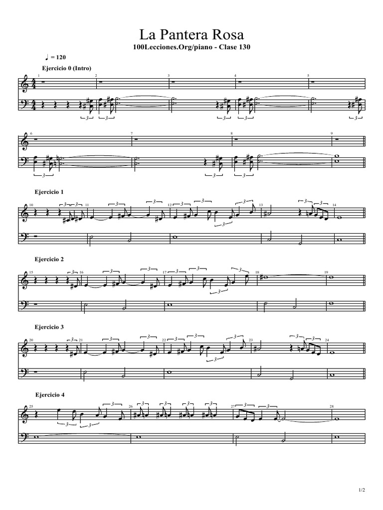 La Pantera Rosa Partitura Piano Facil PDF | PDF | Gestión de ...