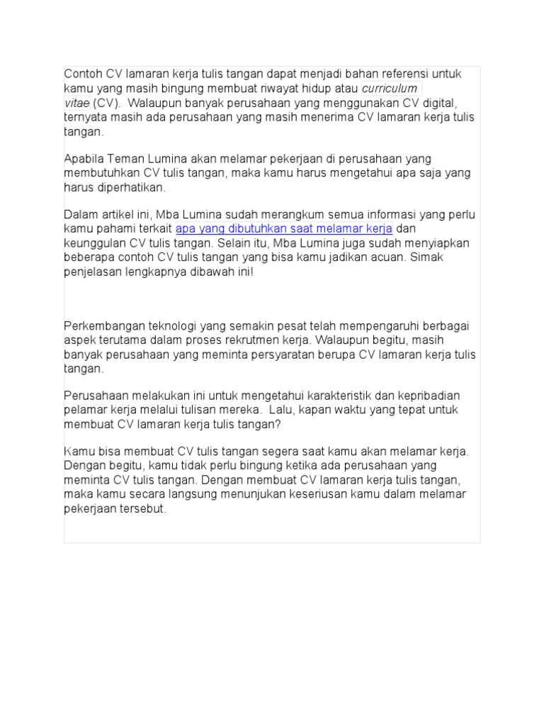 Contoh CV Lamaran Kerja | PDF