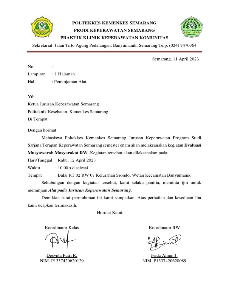 Surat Peminjaman Alat | PDF | Sains & Matematika | Komputer