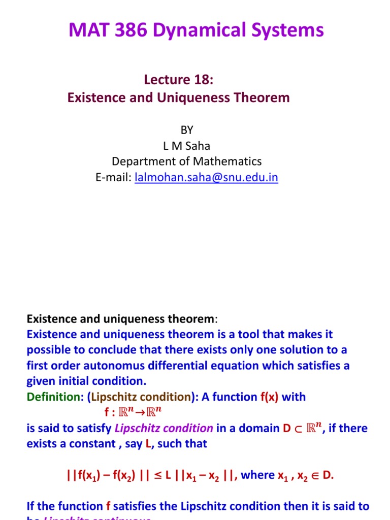 Existence and Uniqueness Theorem in ODEs | PDF | Science & Mathematics
