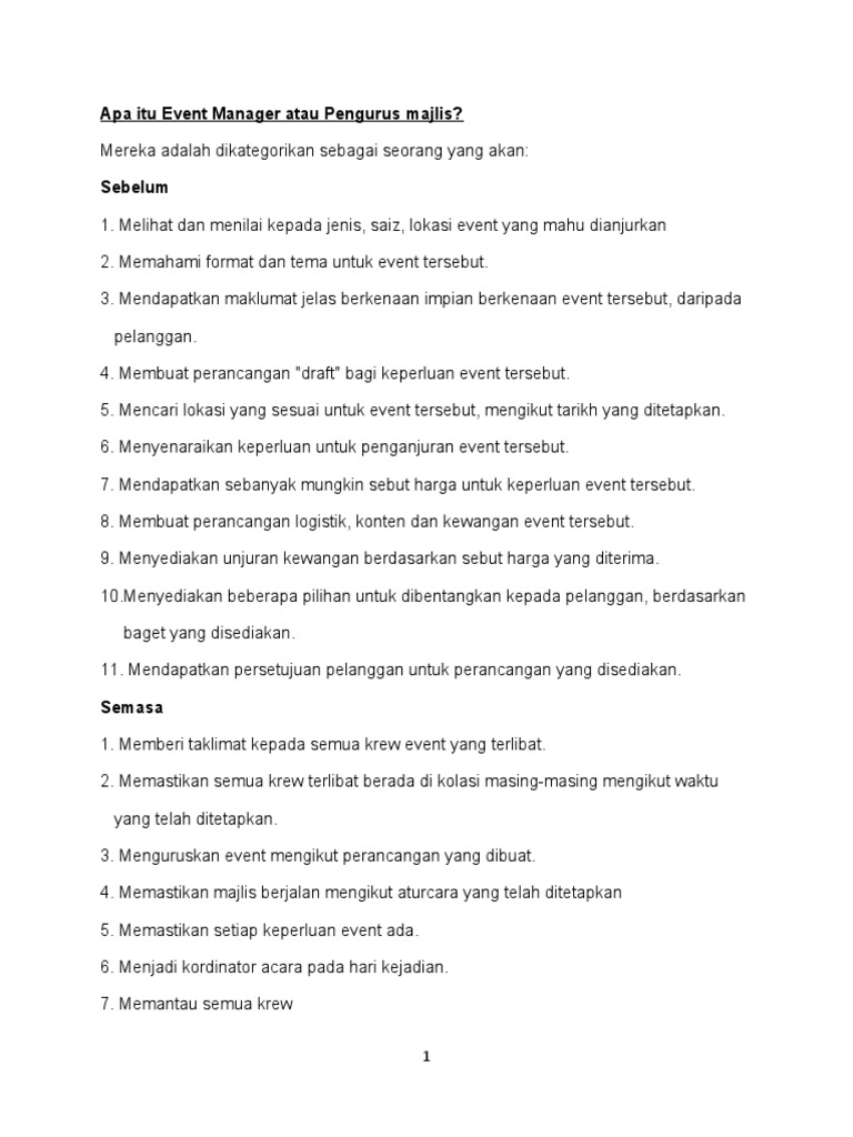 Apa Itu Event Floor Dan Stage Manager Peranan | PDF