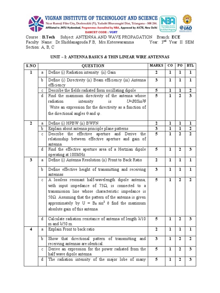 Awp-Mid-1 Questions | PDF | Antenna (Radio) | Electrodynamics