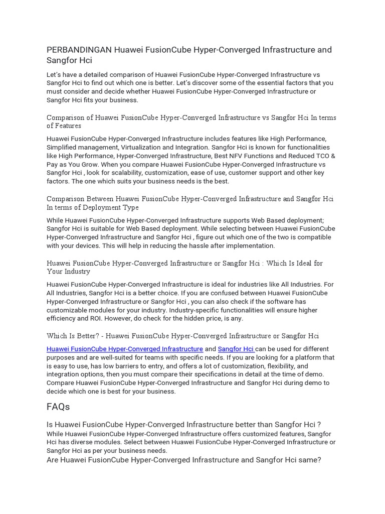 PERBANDINGAN Huawei FusionCube Hyper | PDF | Human–Computer Interaction | Infrastructure