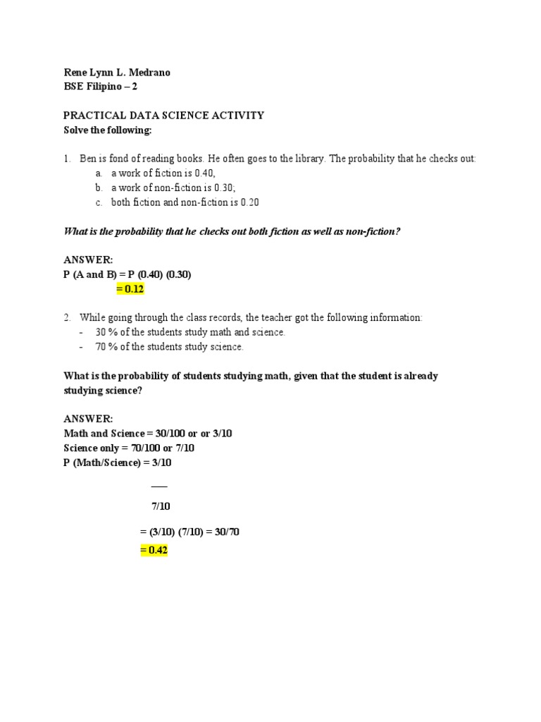 Rene Lynn Medrano Probability | PDF