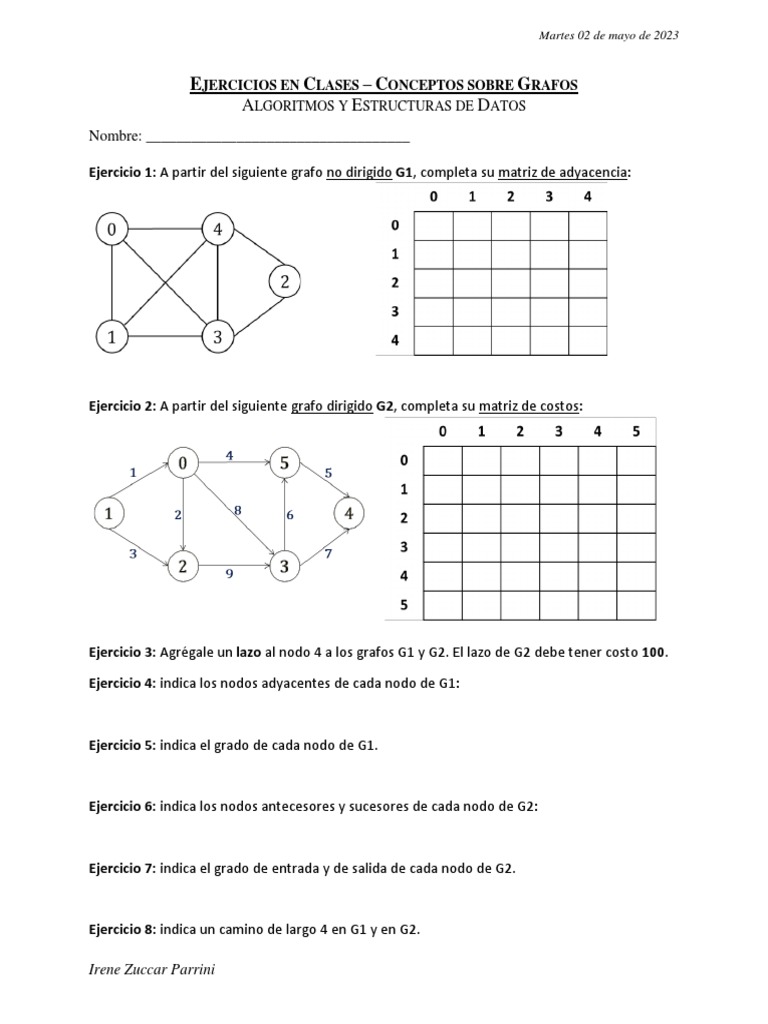 Guía en Clases 3, Ejercicios para Comprender Grafos | PDF