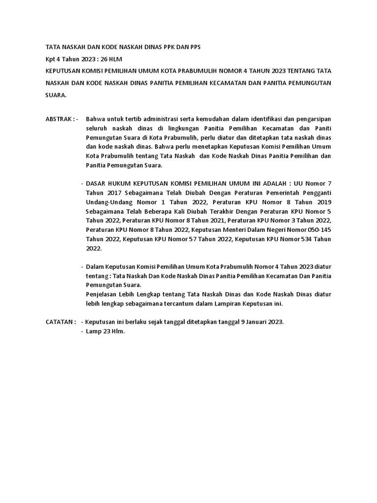Abs Tata Naskah Dan Kode Naskah Dinas PPK Dan PPS-1 PDF | PDF