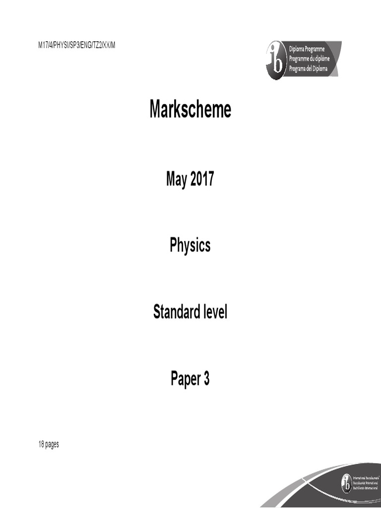 Physics Paper 3 TZ2 SL Markscheme PDF | PDF | Force | Physical Quantities