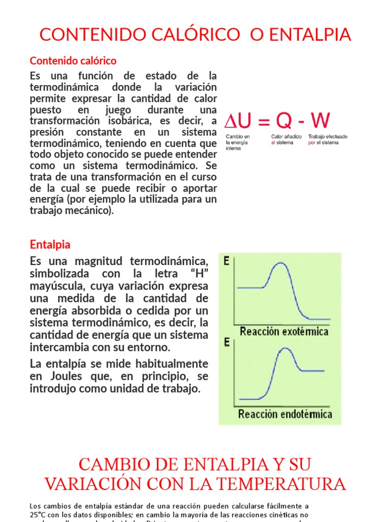 Contenido Calórico o Entalpia | PDF | Ciencia y matemáticas