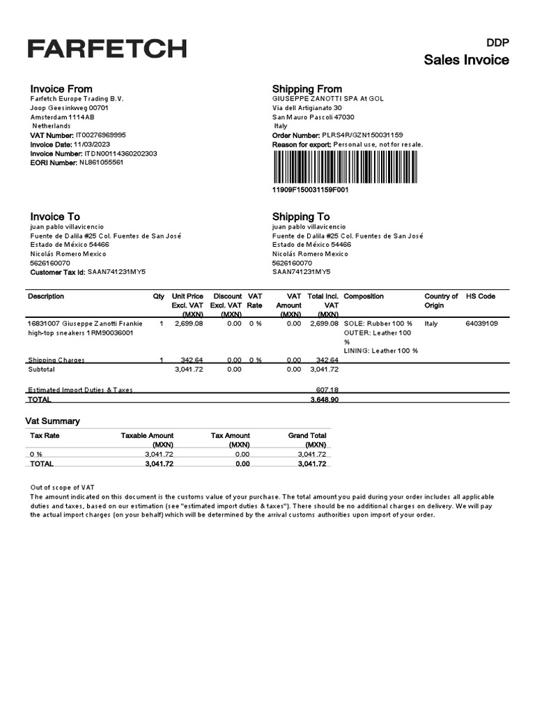 Factura Tenis PDF | PDF | Value Added Tax | Invoice