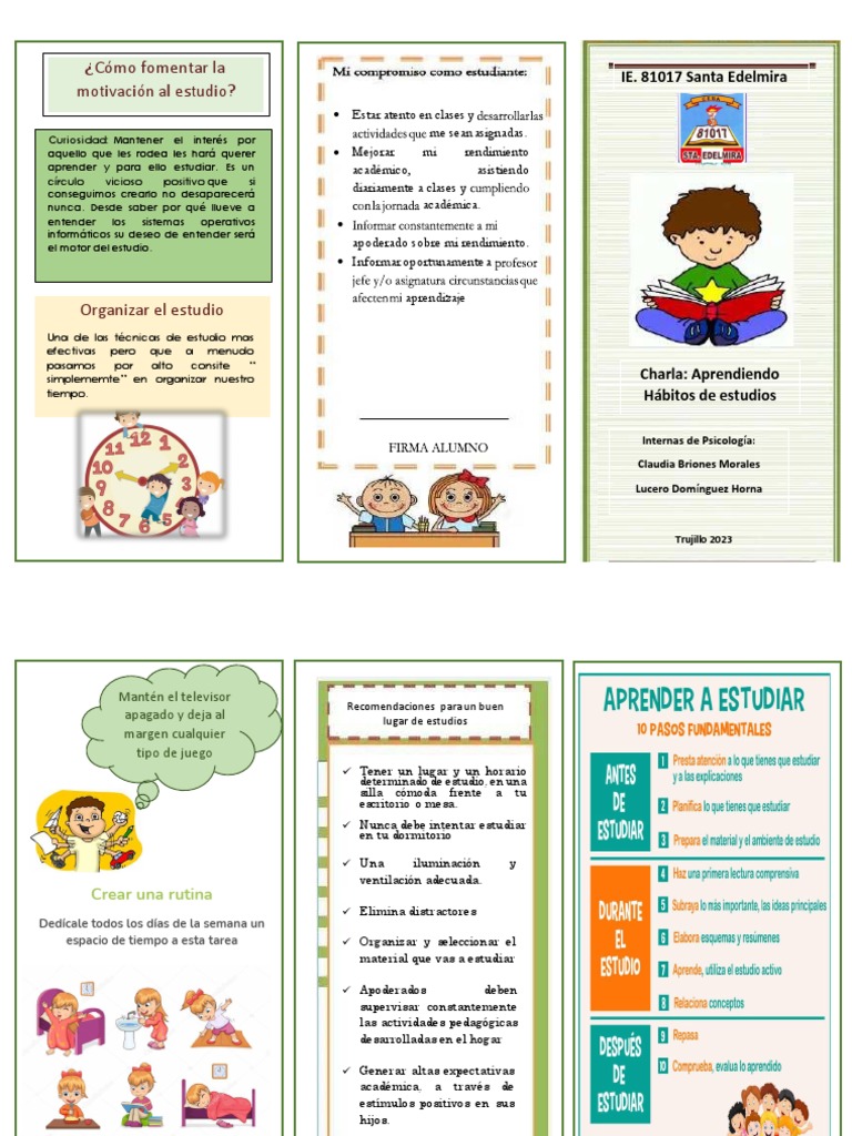 Triptico - Habitos de Estudio | PDF | Sicología | Conceptos psicologicos