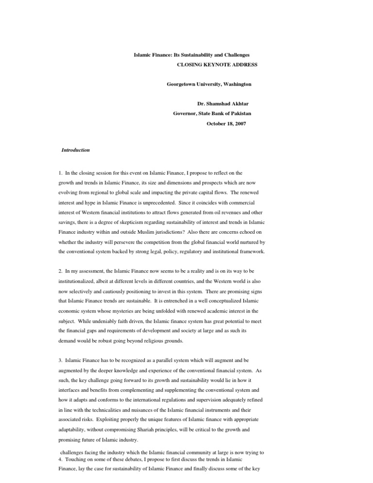 Islamic Finance Its Sustainability and Challenges | PDF | Islamic ...