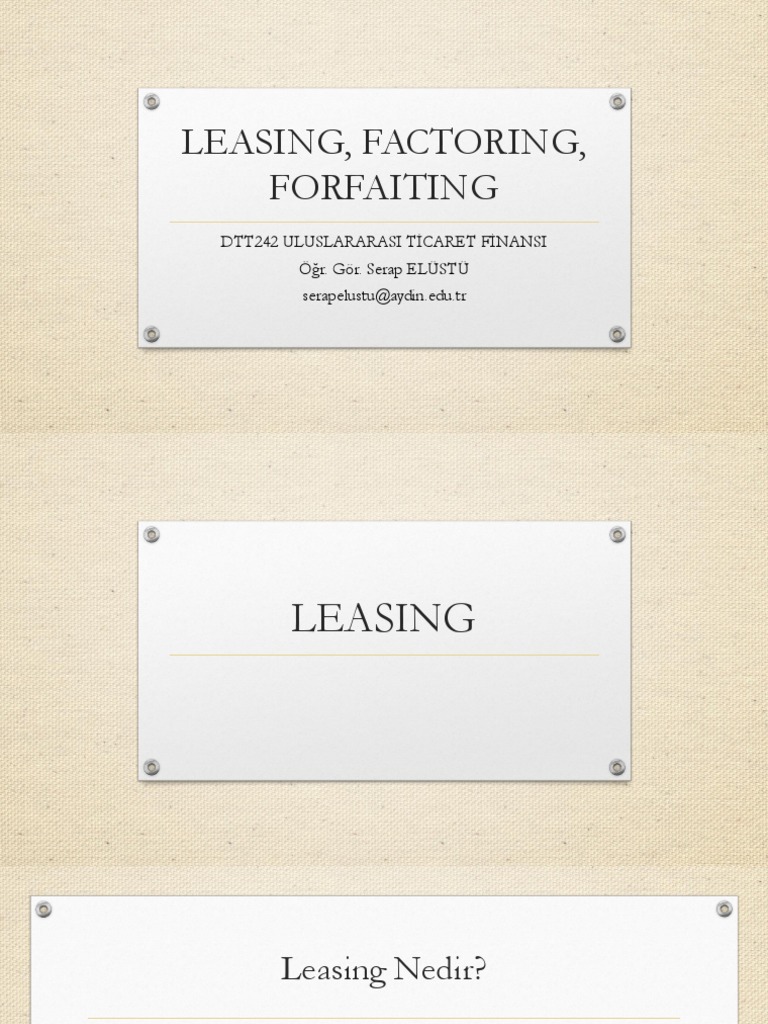 Leasing Factoring Forfaiting | PDF