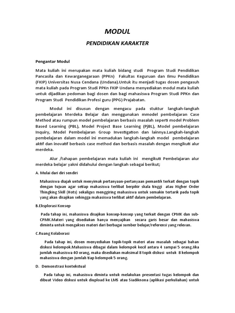 Modul Pendidikan Karakter | PDF