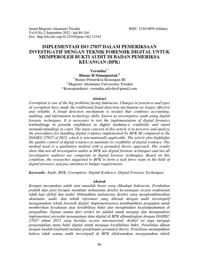 Implementing ISO 27037 in BPK Digital Forensic Audits | PDF | Computer ...