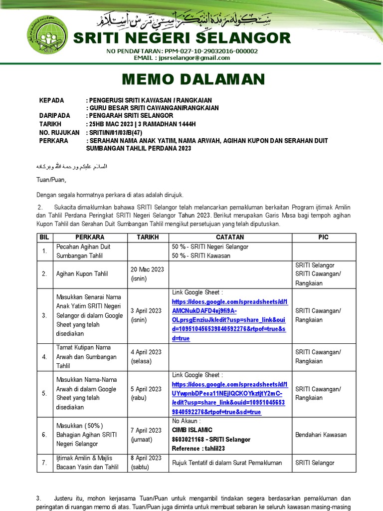 Memo Garis Masa - Tahlil Perdana 3 PDF | PDF