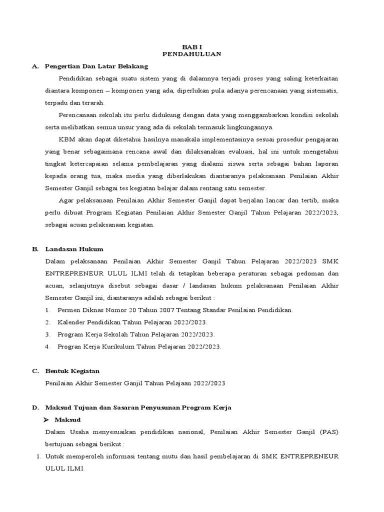 Program Kerja UTS | PDF