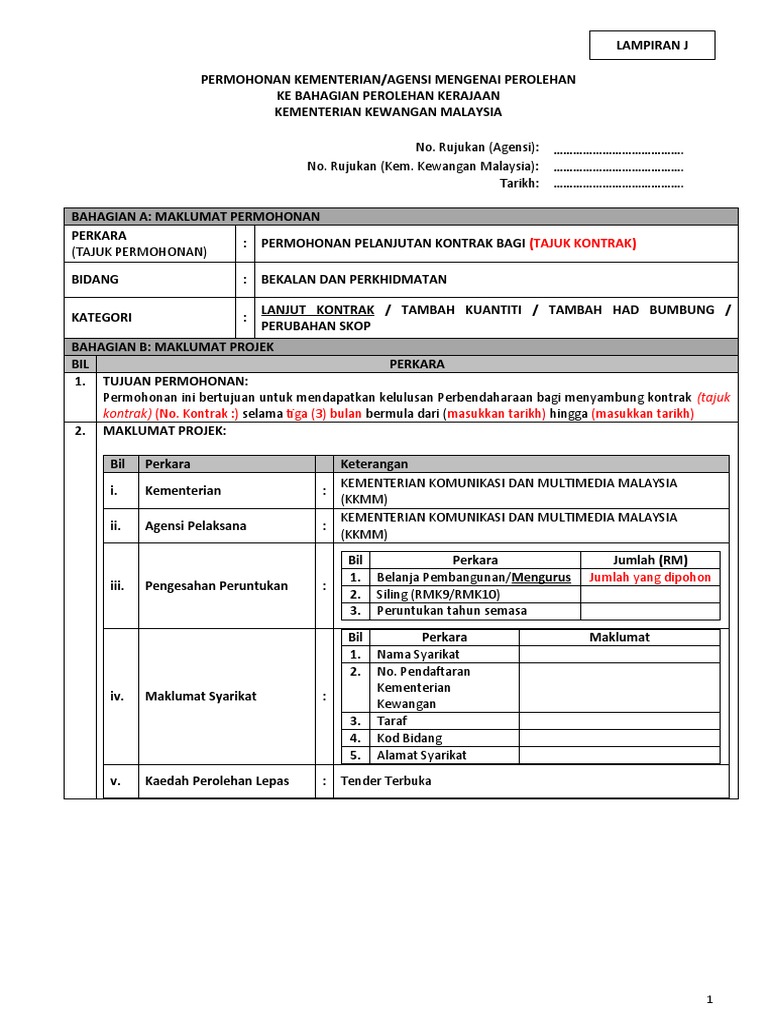 Lampiran J Pelanjutan Kontrak | PDF