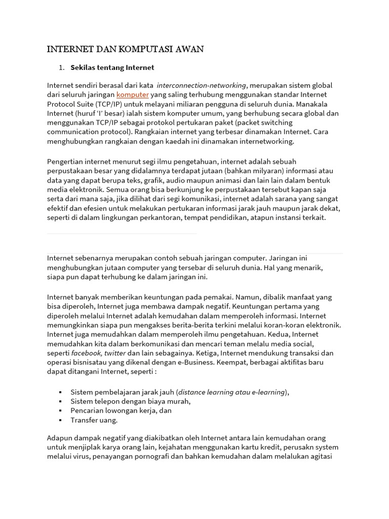 Internet Dan Komputasi Awan | PDF | Komputer