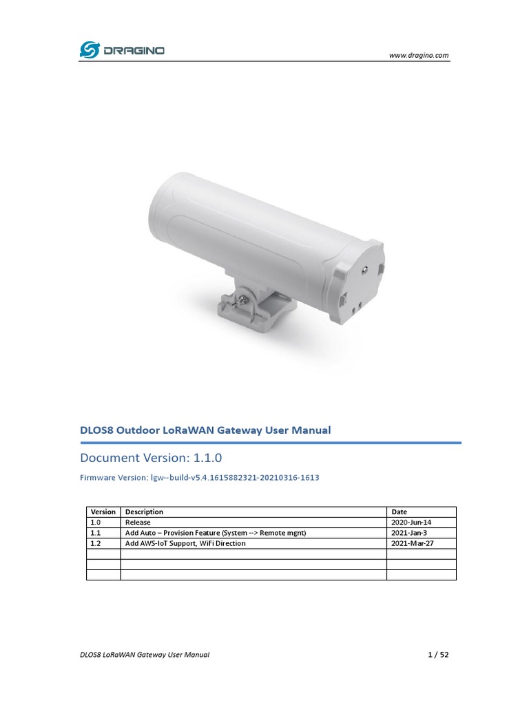 DLOS8 Outdoor LoRaWAN Gateway Guide | PDF | Wi Fi | Computer Network