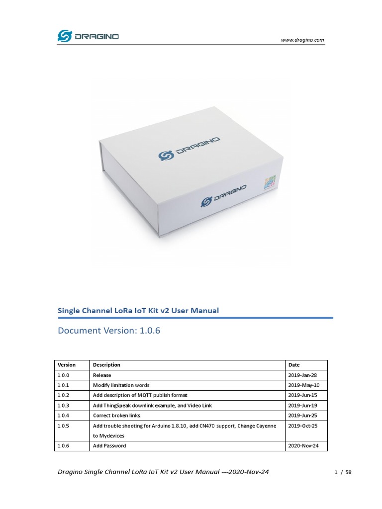Single Channel LoRa IoT Kit v2 User Manual - v1.0.6 | PDF | Internet Of ...