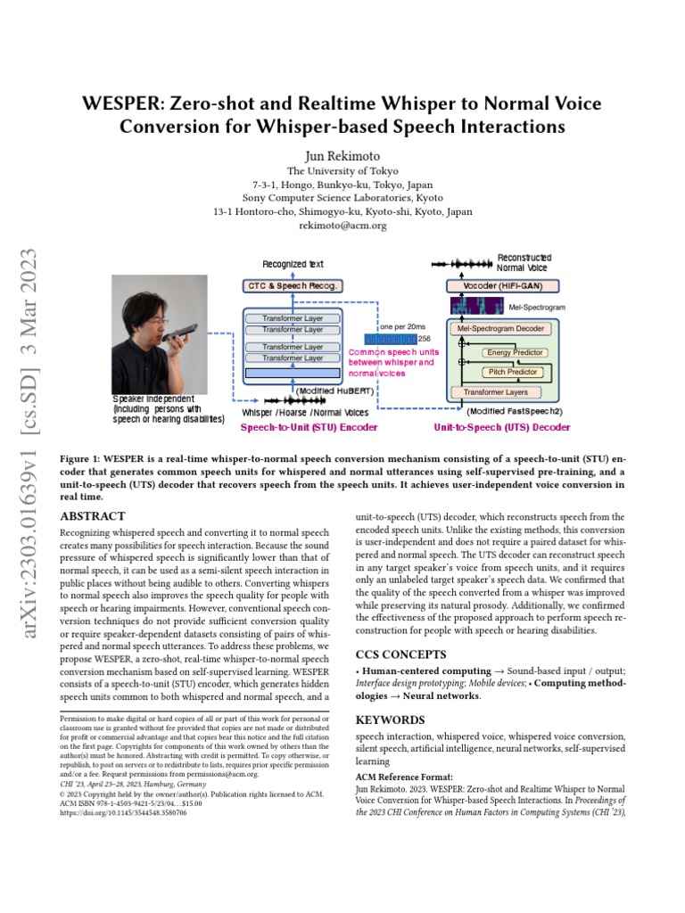 WESPER: Zero-Shot and Realtime Whisper To Normal Voice Conversion For Whisper-Based Speech ...