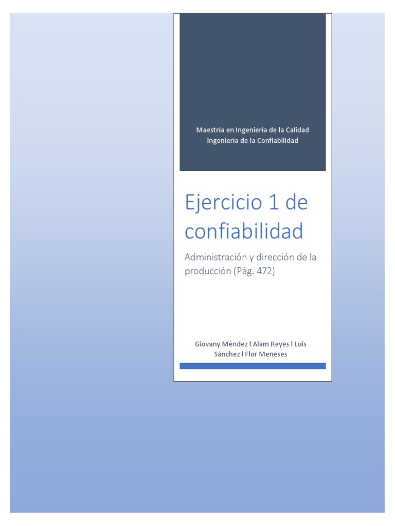 Ejercicio Confiabilidad Ajrl | PDF | Ingeniería de confiabilidad