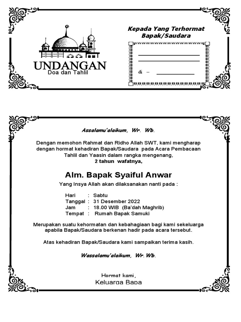 Undangan Tahlil | PDF