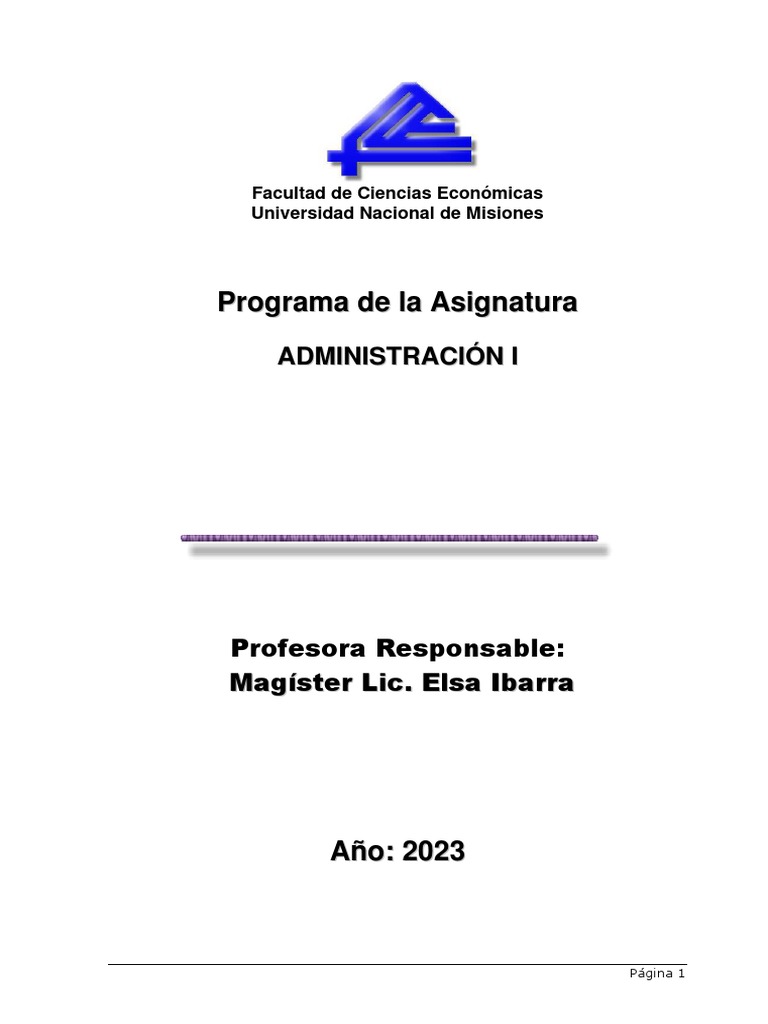 Programa Administracion I 23 | PDF | Planificación | Liderazgo