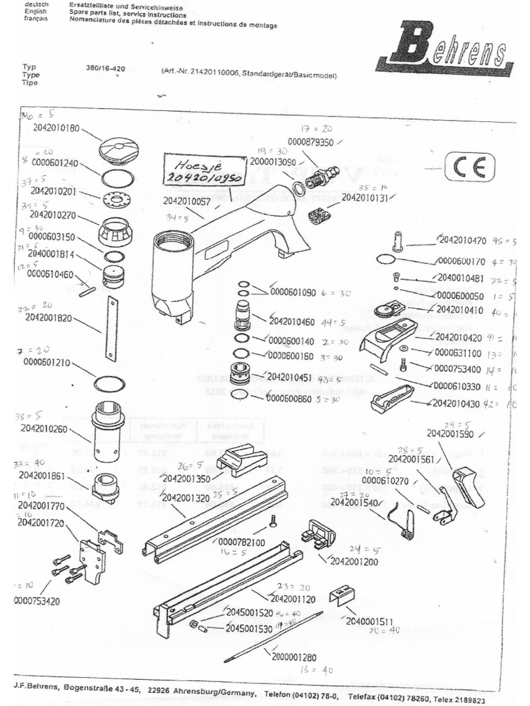 BeA Gun Tacker Parts | PDF