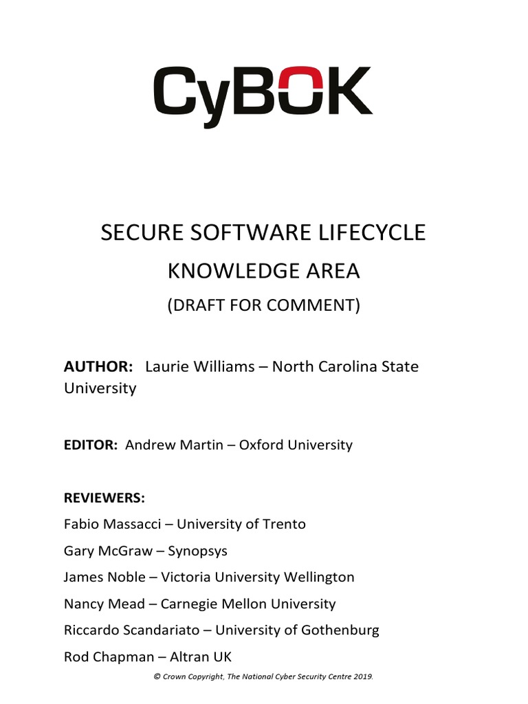Secure Software Lifecycle KA - Draft For Review April 2019 PDF | PDF ...