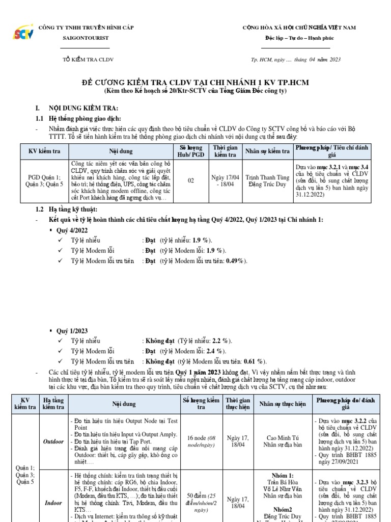 23 - 04 - 12 - ĐỀ CƯƠNG KIỂM TRA CLDV CN1 | PDF
