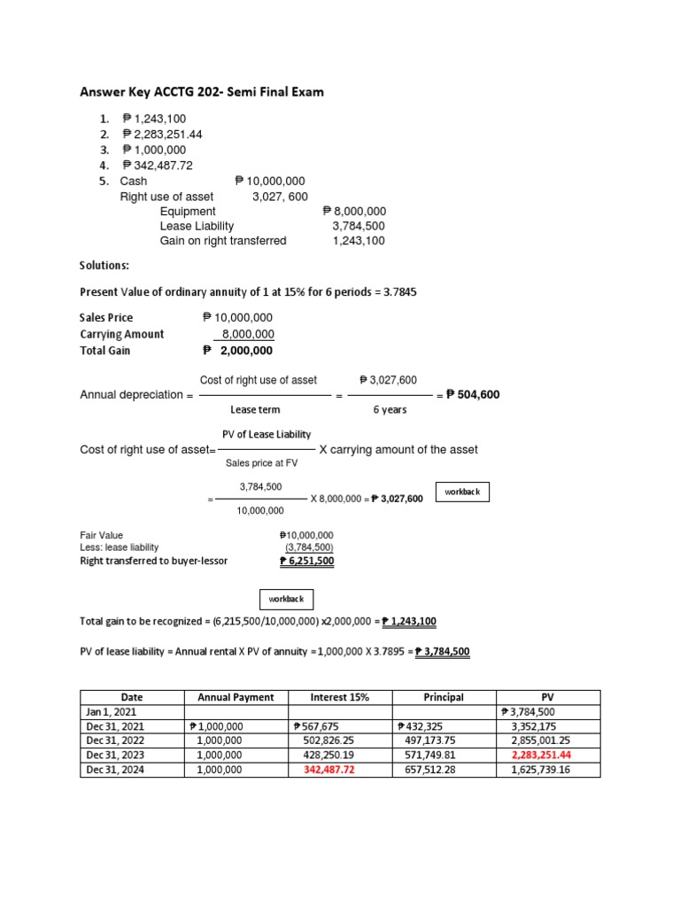 Answer Key ACCTG 202 | PDF | Economies | Financial Accounting