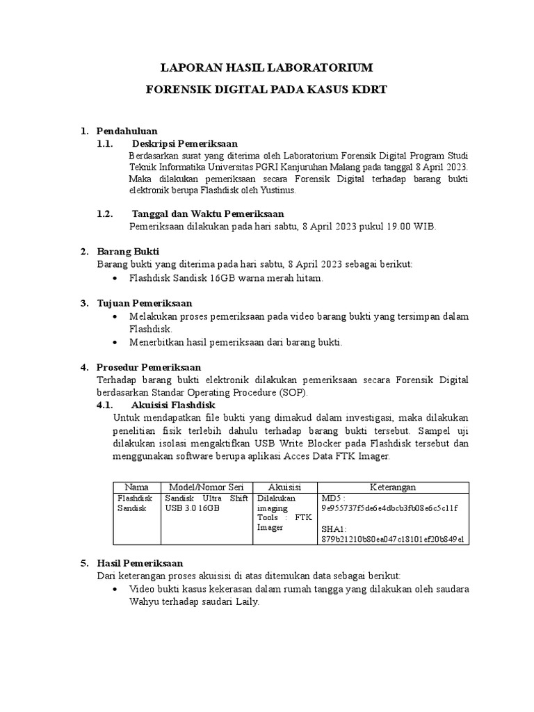 Laporan Hasil Laboratorium | PDF