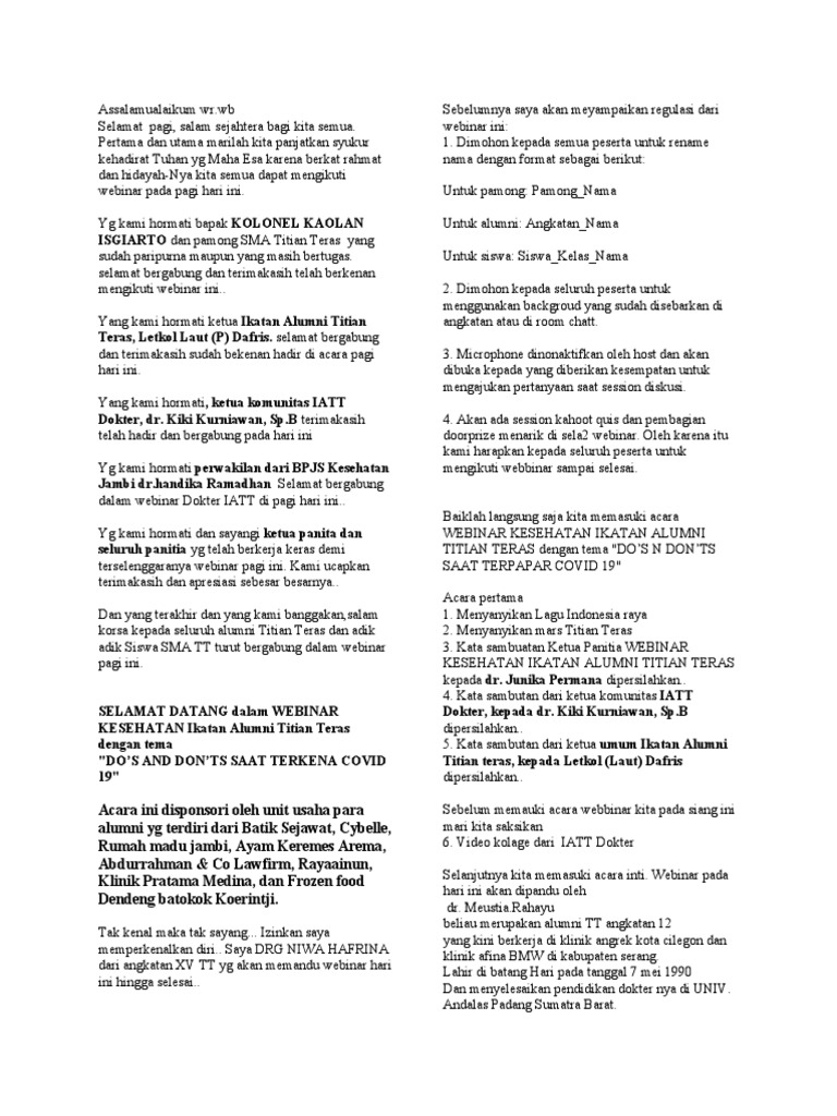 SKRIP MC WEBINAR | PDF