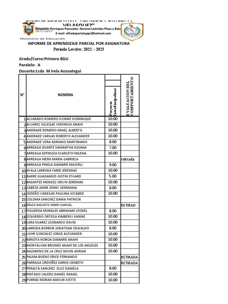 1bgu A Parcial 1 Proyecto Inter 2022 | PDF