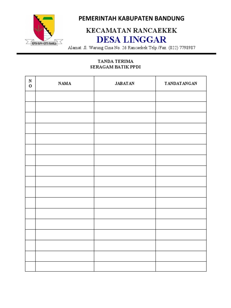 CONTOH TANDA TERIMA SERAGAM | PDF