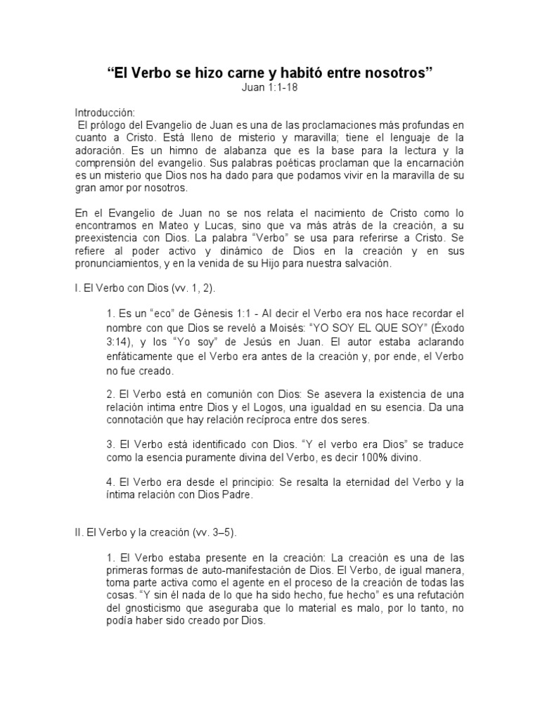 El Verbo Se Hizo Carne y Habitó Entre Nosotros | PDF | Logos ...