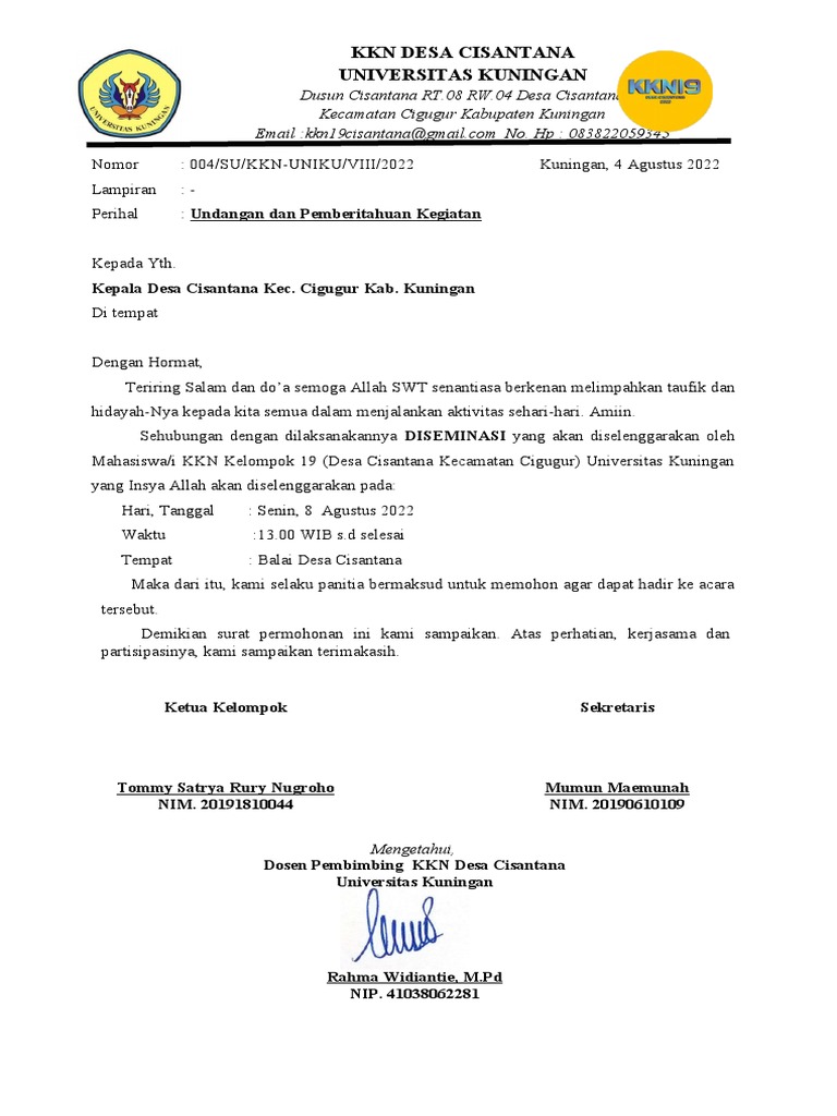 Surat Undangan DISEMINASI | PDF