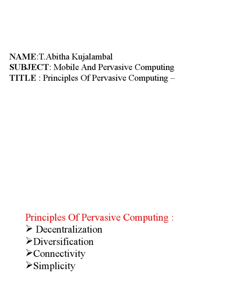 Principles of Pervasive Computing | PDF | Art | Technology & Engineering