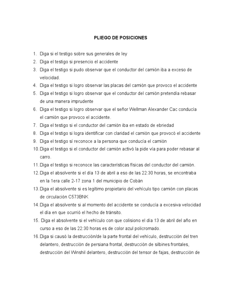 Pliego de Posiciones | PDF